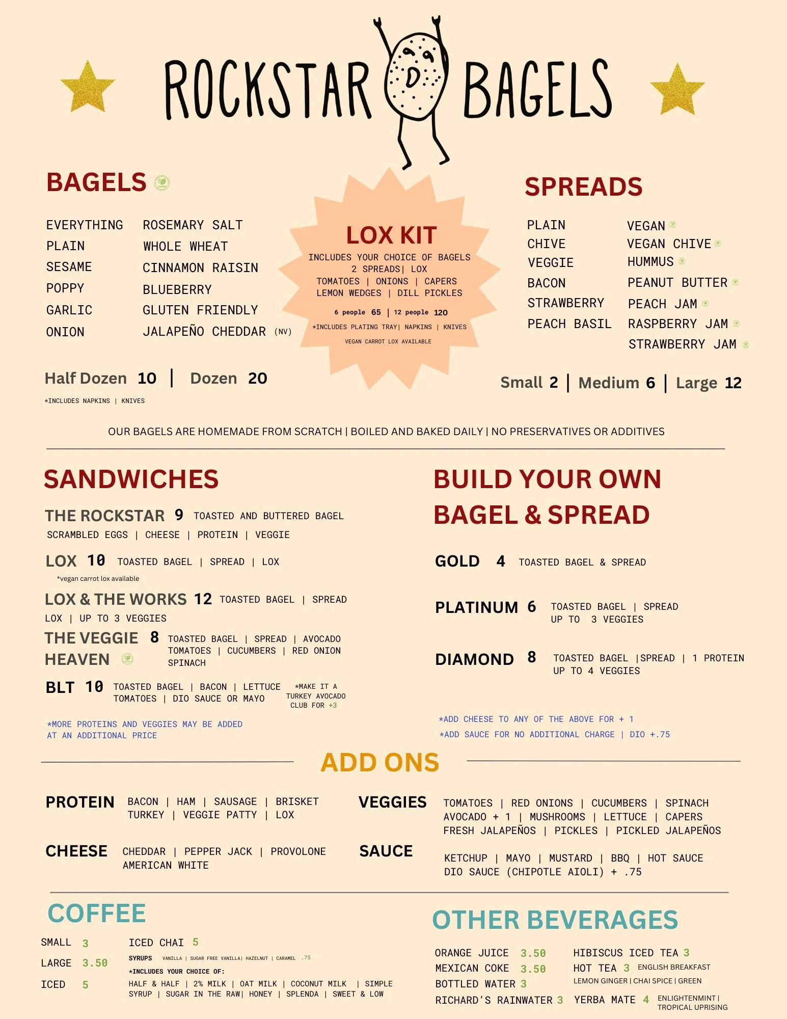 Retail Menu — Rockstar Bagels