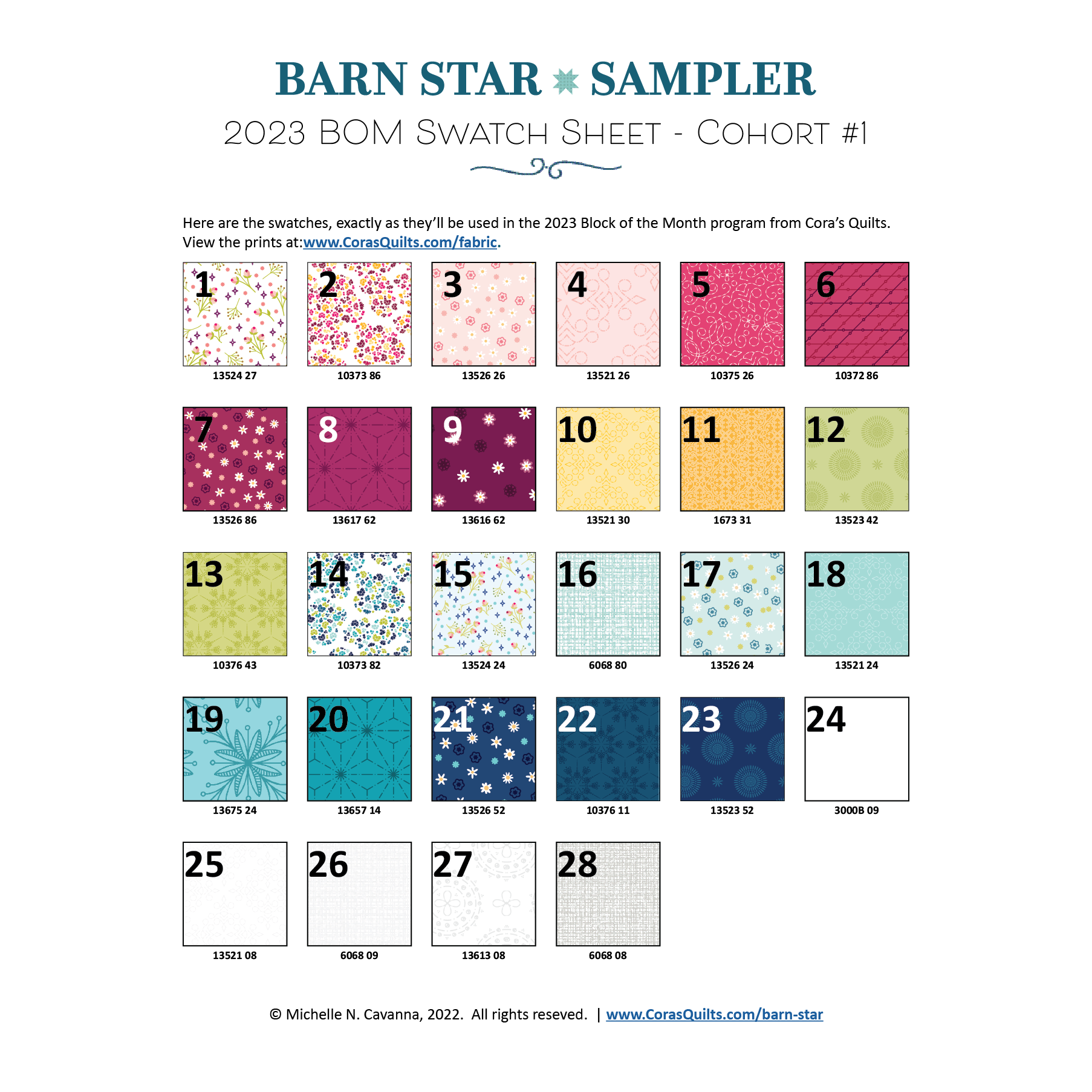 Barn Star Sampler BOM Homepage — Cora's Quilts by Shelley Cavanna