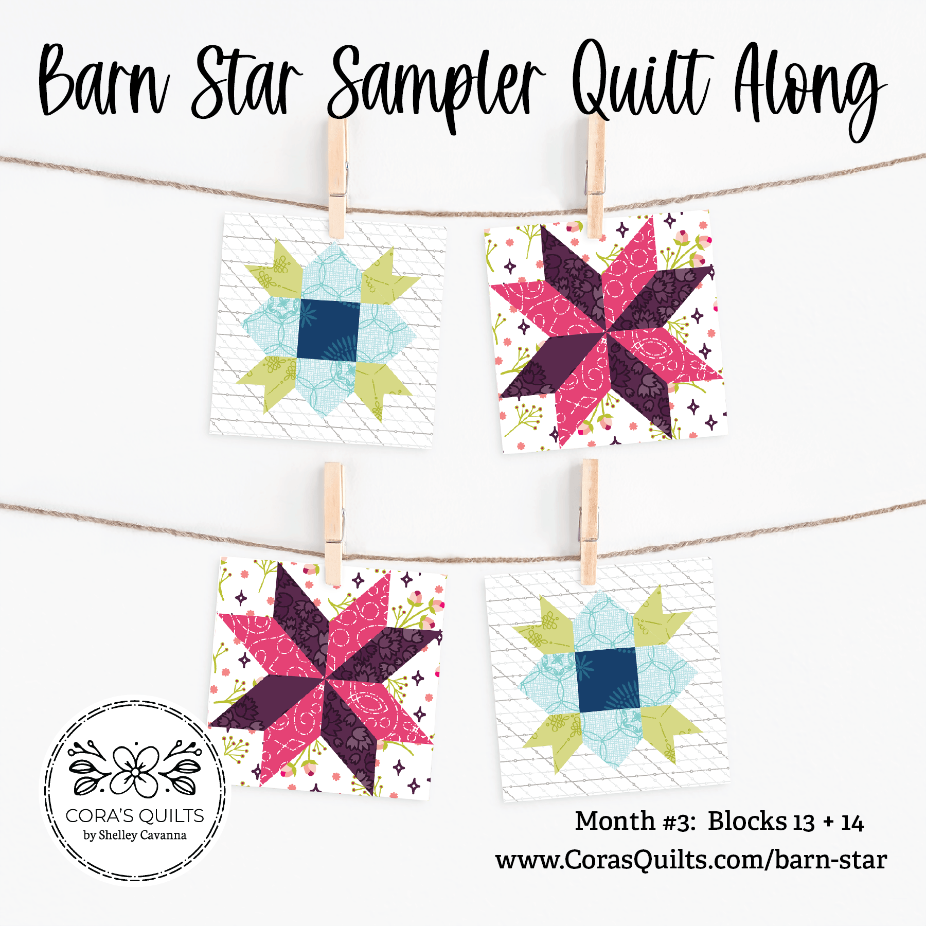Barn Star Sampler BOM Homepage — Cora's Quilts by Shelley Cavanna