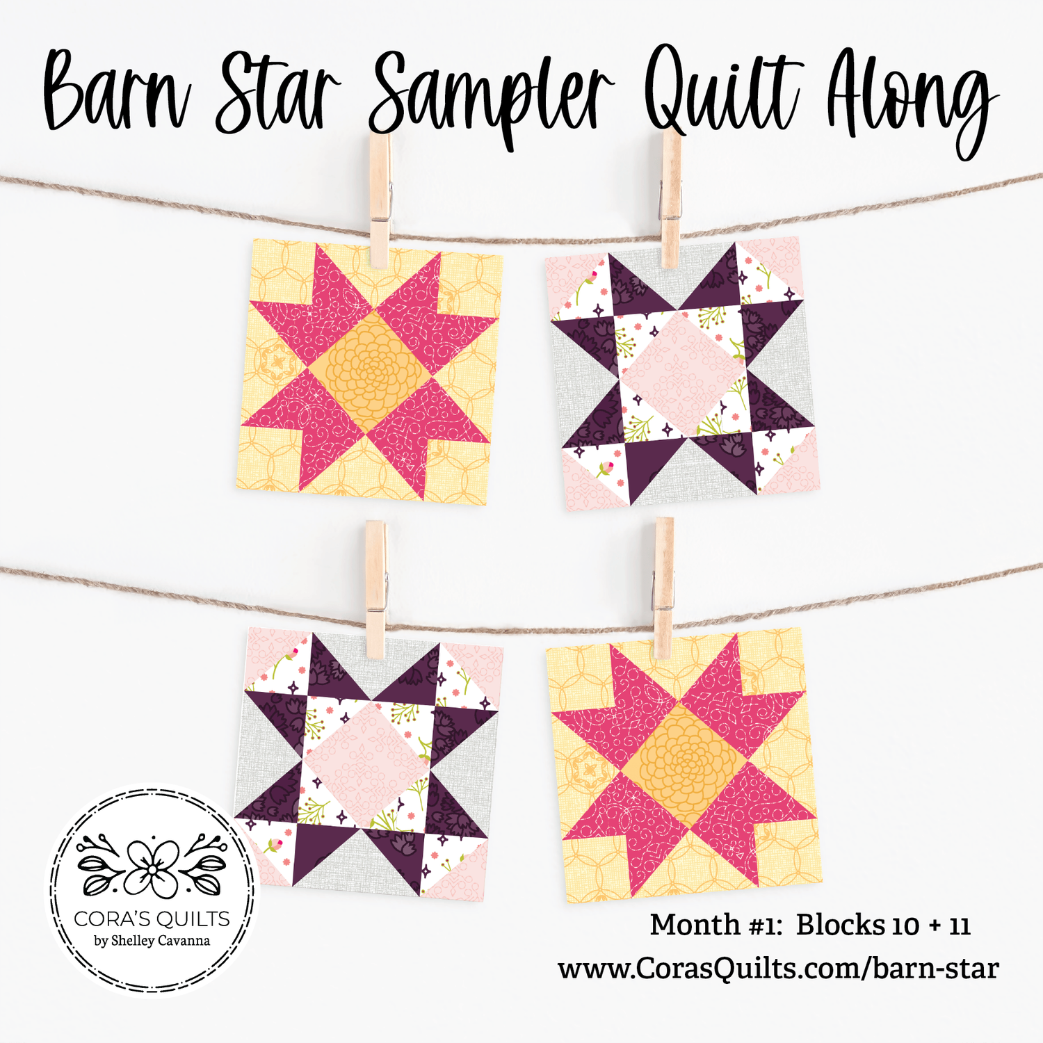 Barn Star Sampler BOM Homepage — Cora's Quilts by Shelley Cavanna