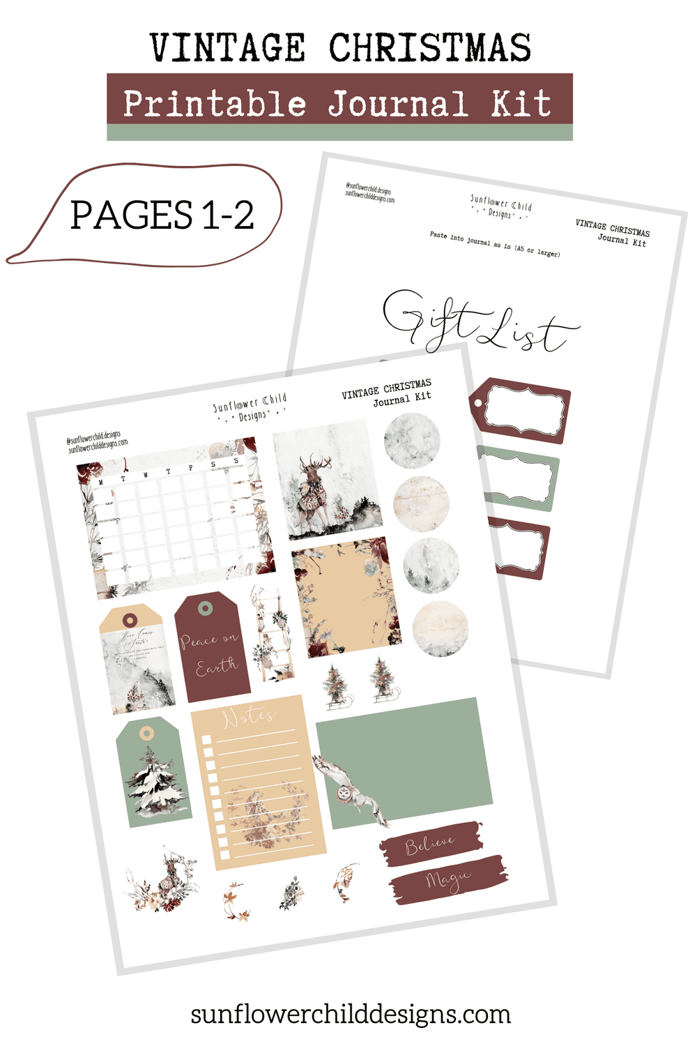 Christmas Carnival Journal Kit Printable Planner Stickers — Sunflower ...