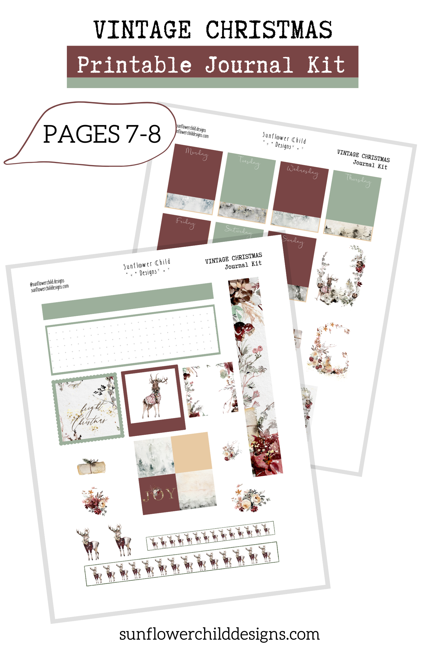 Christmas Carnival Journal Kit Printable Planner Stickers — Sunflower ...