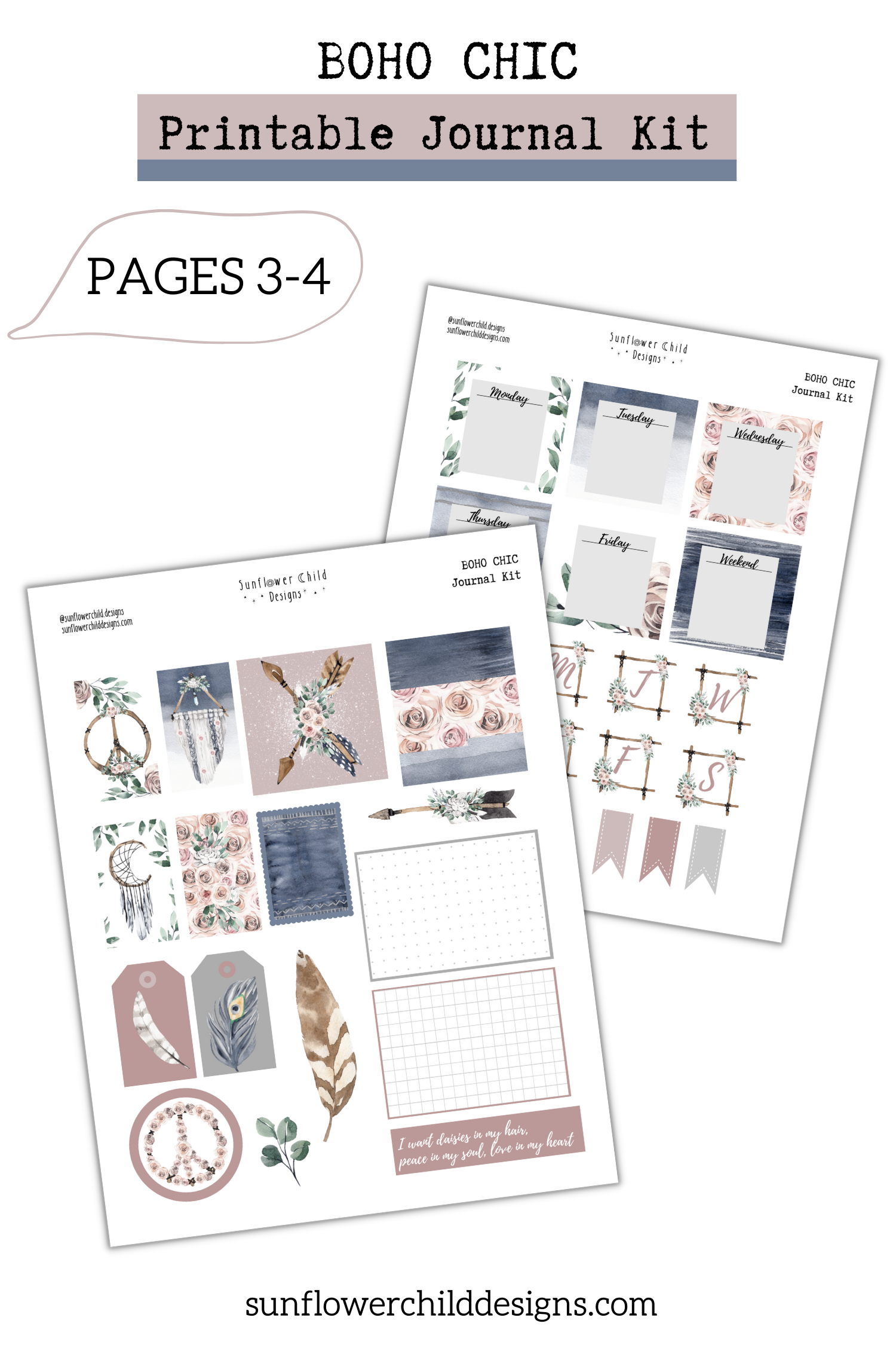 Vintage Christmas Journal Kit Printable Planner Stickers — Sunflower ...