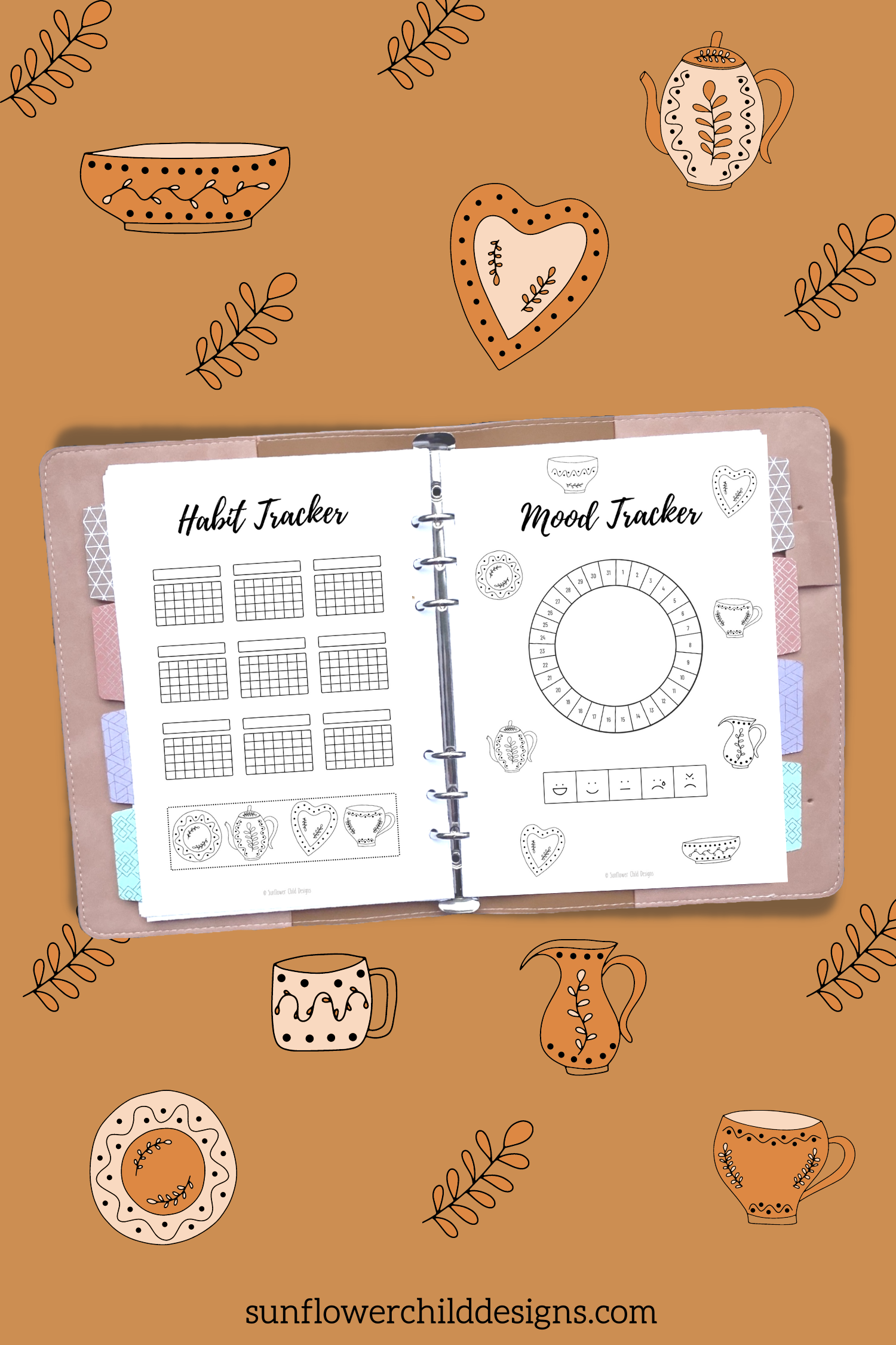 Tea Party Themed Monthly Bullet Journal Setup - Any Month - undated ...