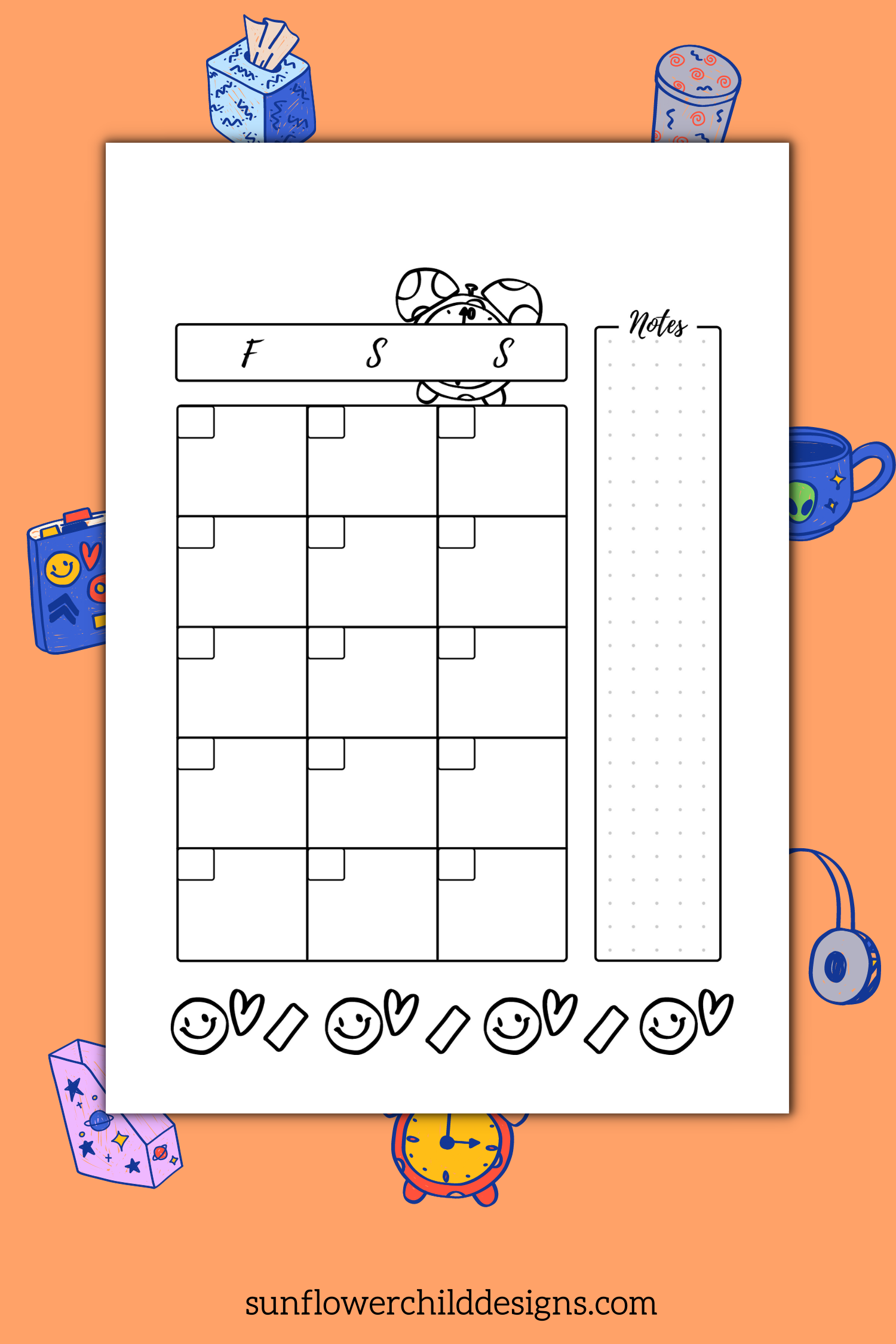 90's Baby Themed Monthly Bullet Journal Setup - Any Month - undated ...
