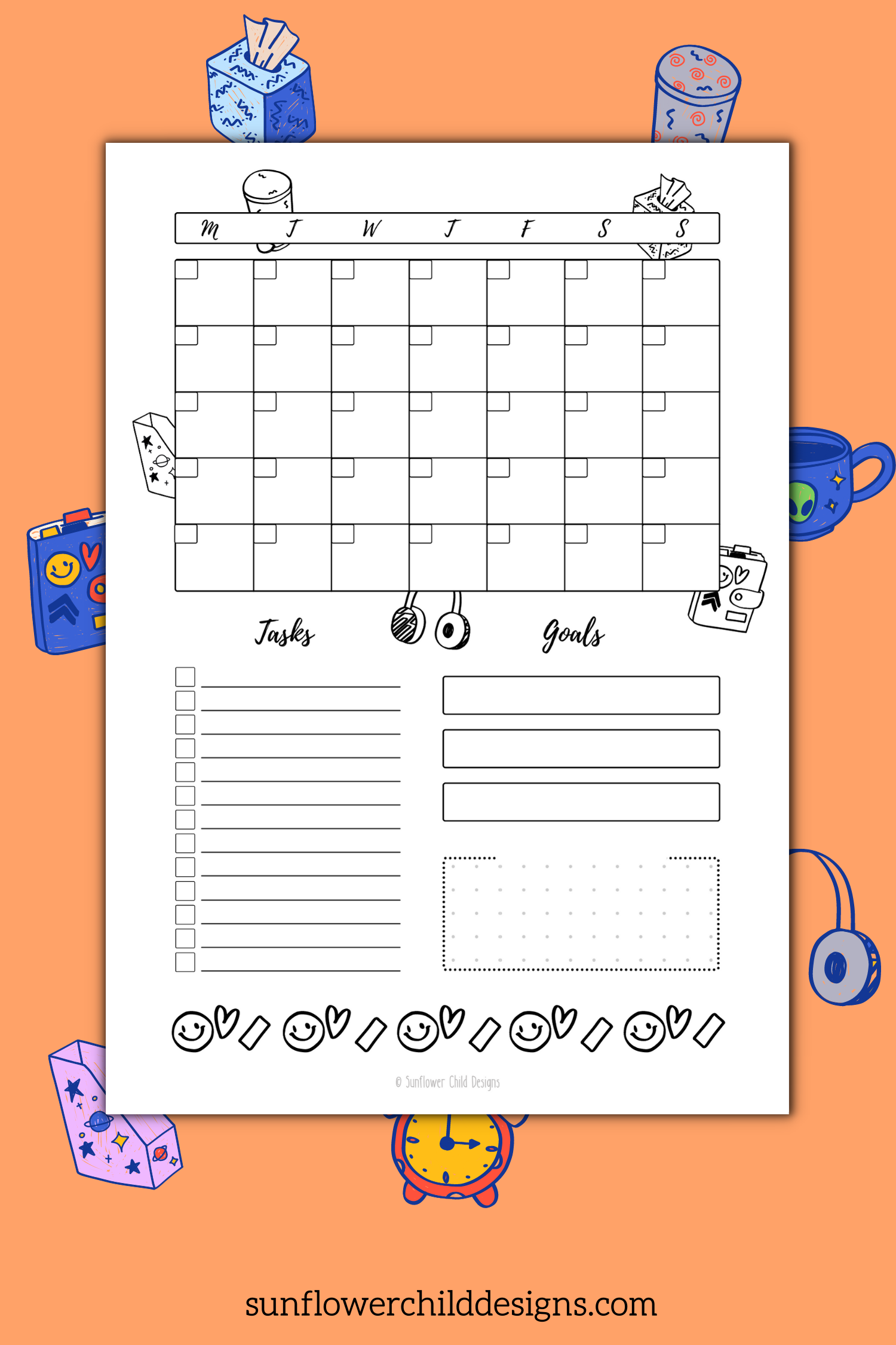 90's Baby Themed Monthly Bullet Journal Setup - Any Month - undated ...
