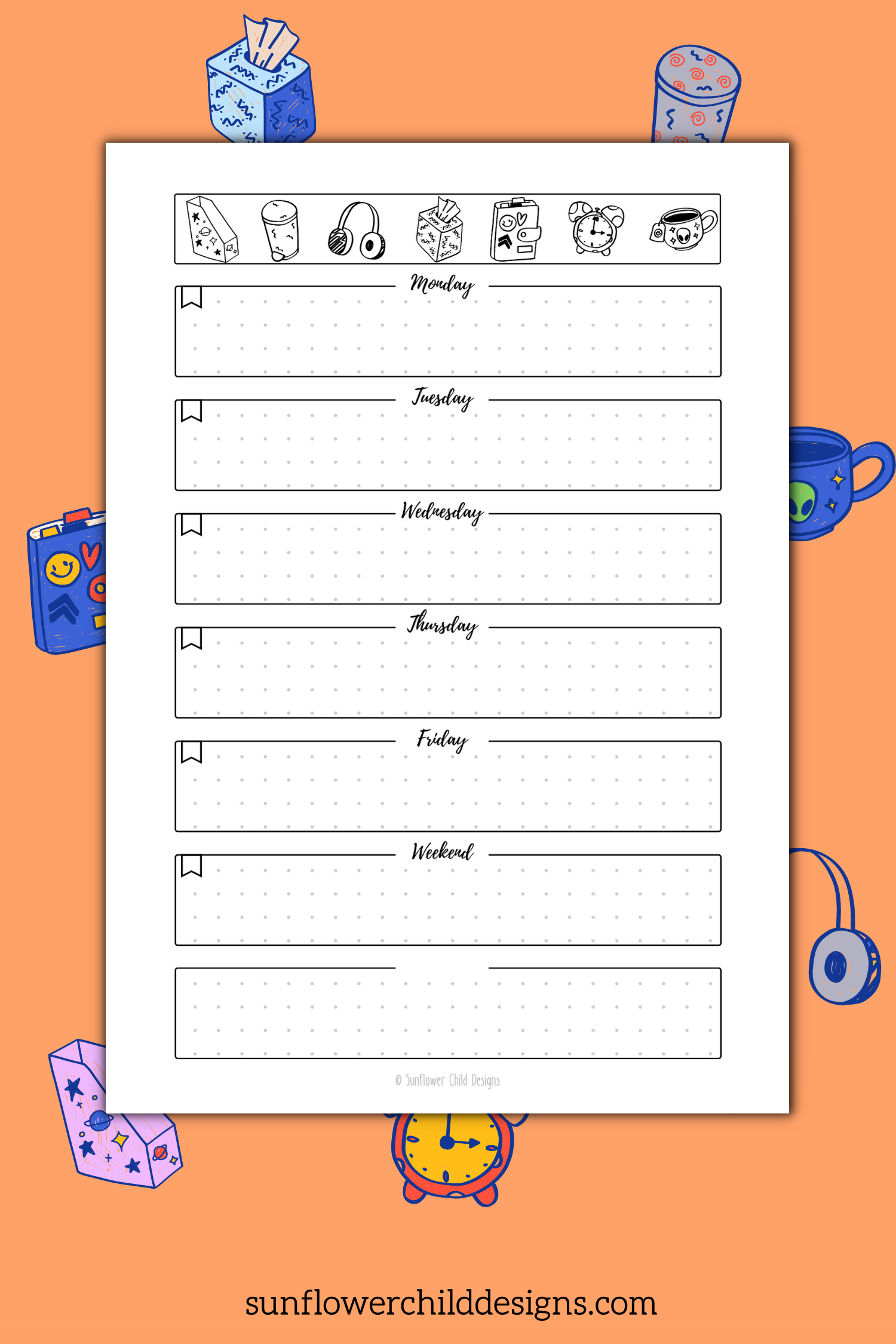 90's Baby Themed Monthly Bullet Journal Setup - Any Month - undated ...
