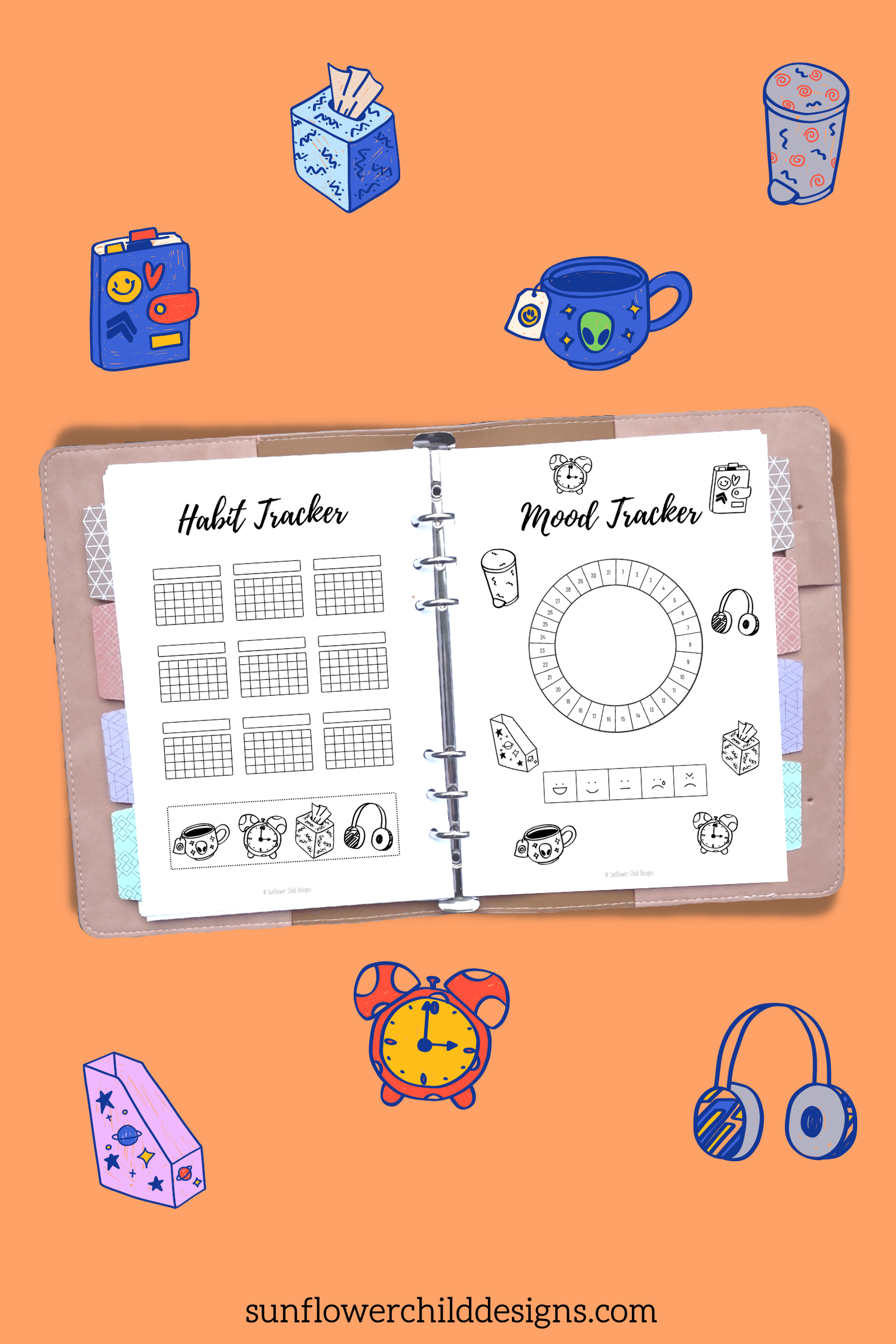 90's Baby Themed Monthly Bullet Journal Setup - Any Month - undated ...