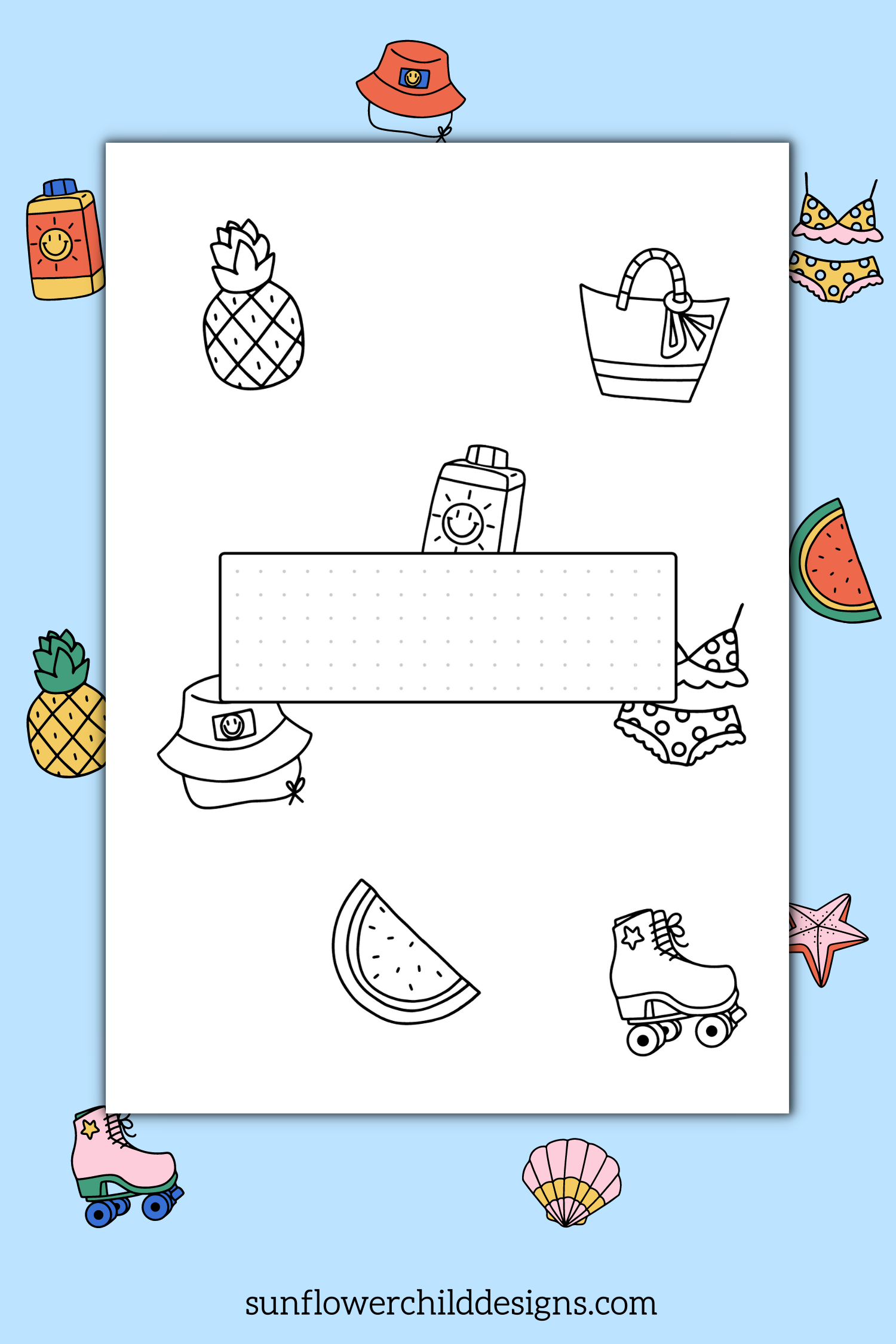 Summer Beach Party Themed Monthly Bullet Journal Setup - Any Month ...