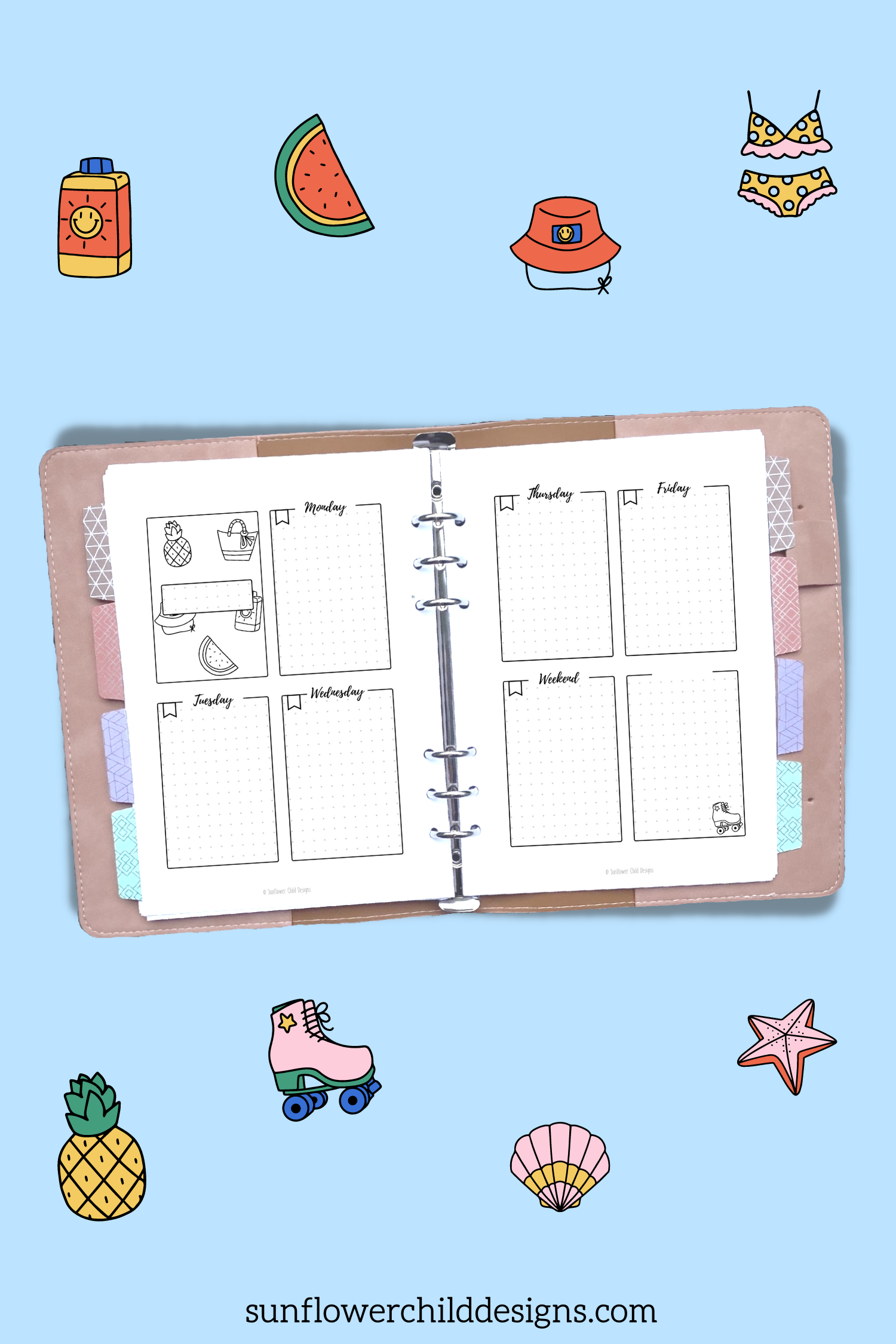 Summer Beach Party Themed Monthly Bullet Journal Setup - Any Month ...