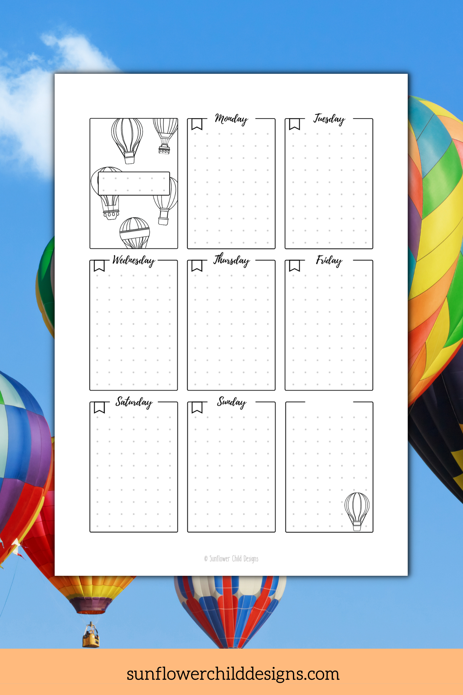 Hot Air Balloon Monthly Bullet Journal Setup - Any Month - undated ...