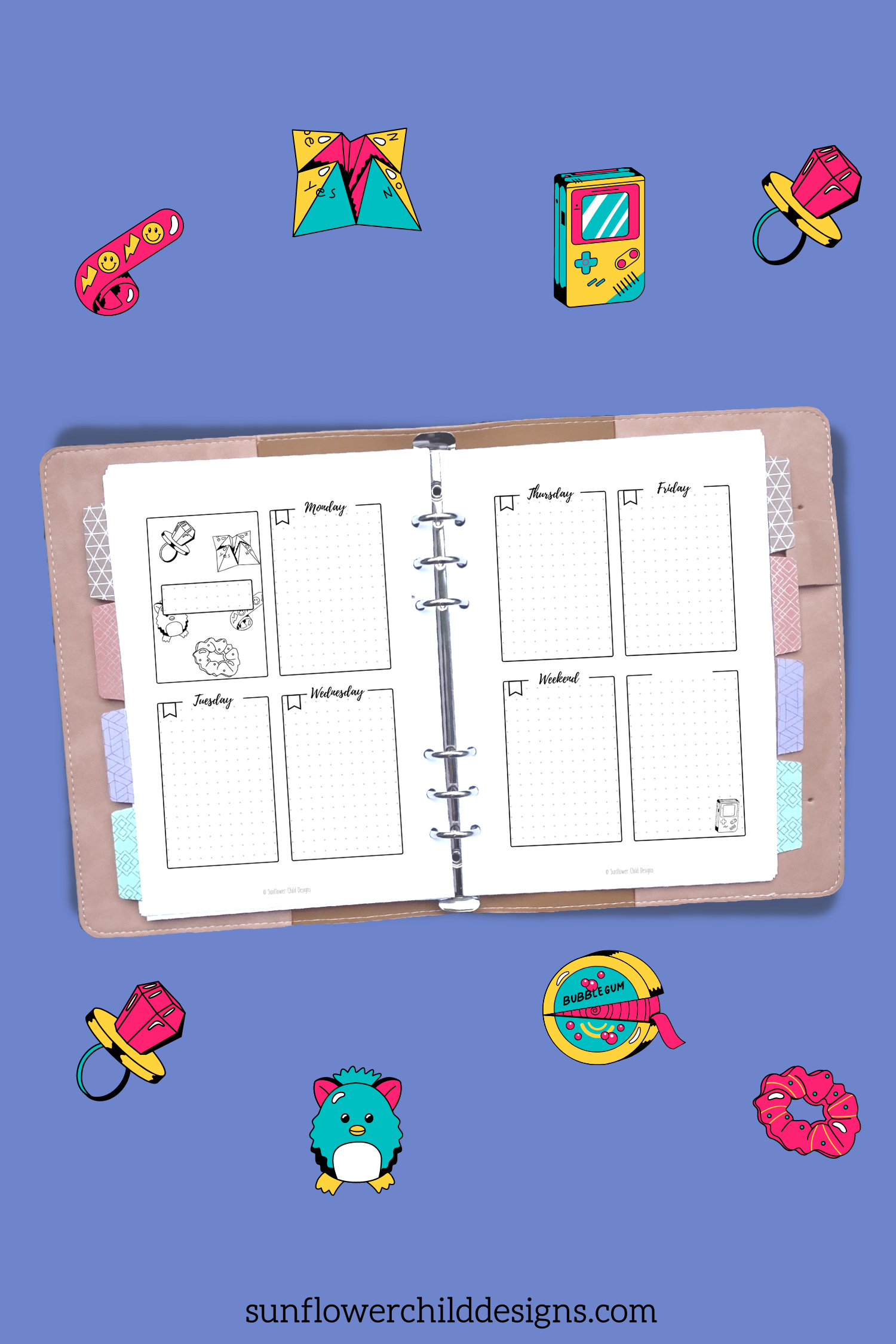 90's Baby Themed Monthly Bullet Journal Setup - Any Month - undated ...