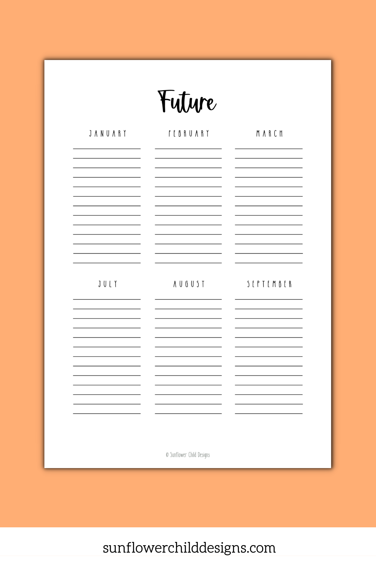 FREE Future Log - Free Planner Printables — Sunflower Child Designs
