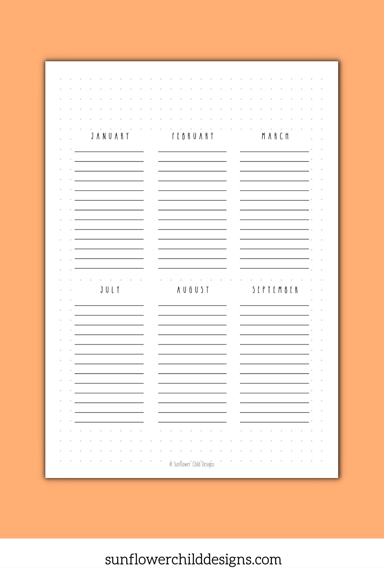 FREE Future Log - Free Planner Printables — Sunflower Child Designs