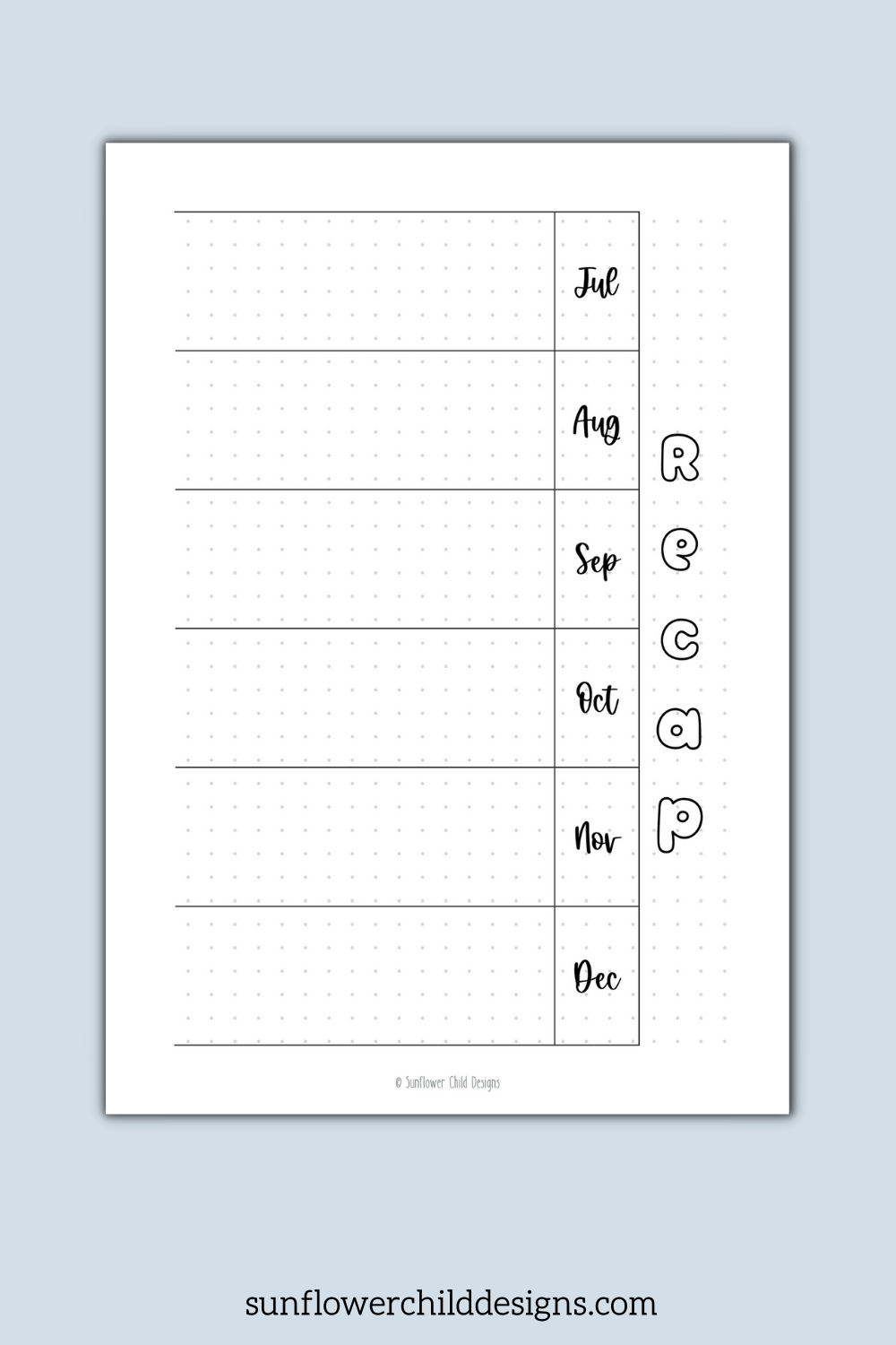 Monthly Recap Bullet Journal Printable Pages - dot grid - Headings ...