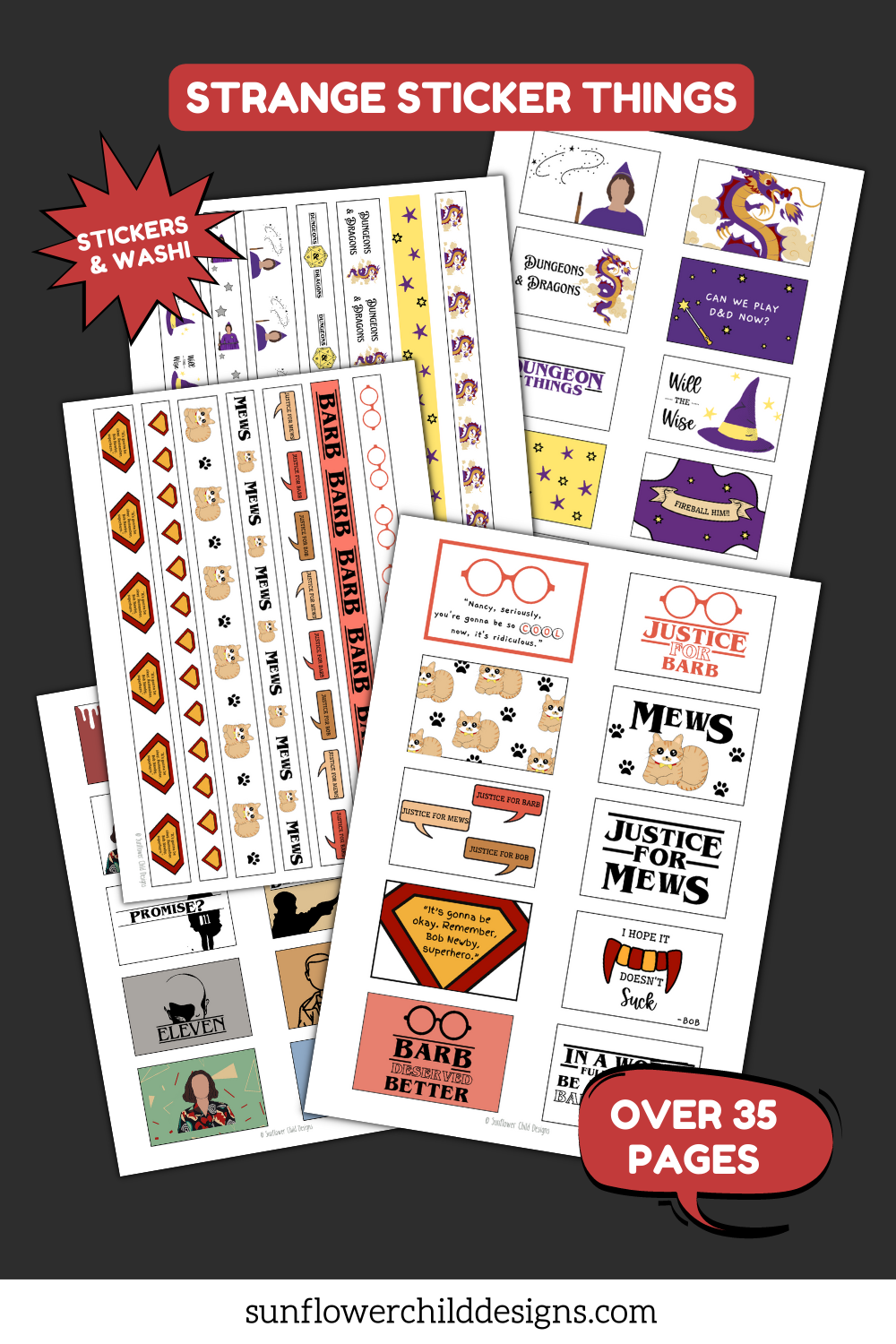 Strange Sticker Things CHARACTERS- Printable Planner Stickers ...