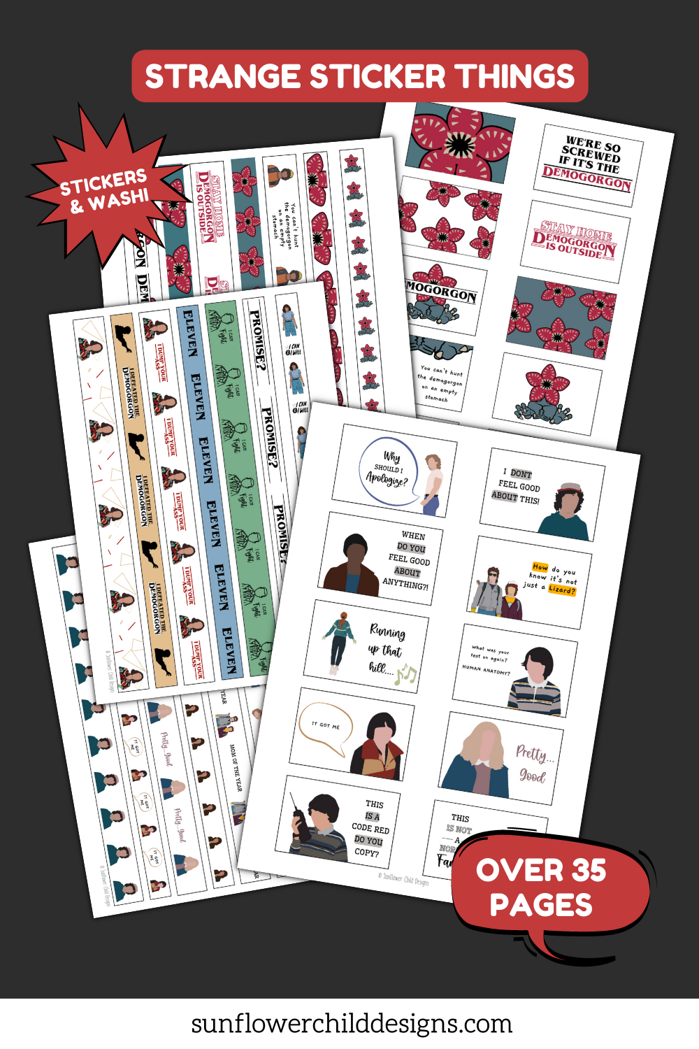 Strange Sticker Things CHARACTERS- Printable Planner Stickers ...
