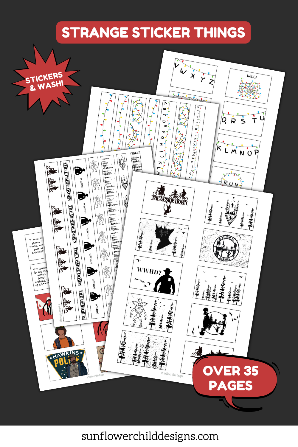 Strange Sticker Things CHARACTERS- Printable Planner Stickers ...