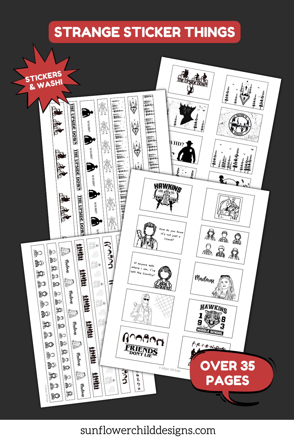Strange Sticker Things CHARACTERS- Printable Planner Stickers ...