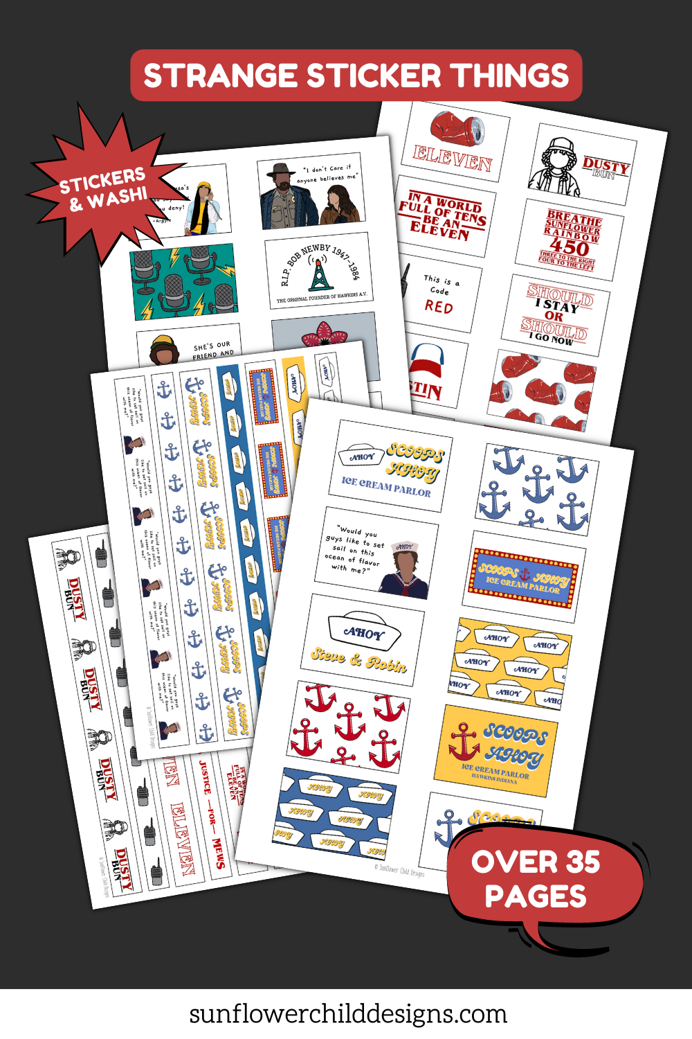 Strange Sticker Things CHARACTERS- Printable Planner Stickers ...