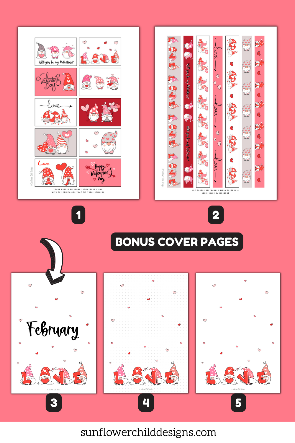 Be my Valentine Journal Kit Printable Planner Stickers — Sunflower ...