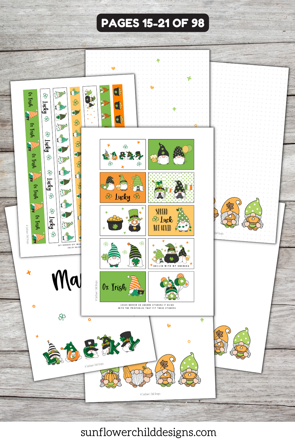 Summer August Gnomes Stickers Printable — Sunflower Child Designs