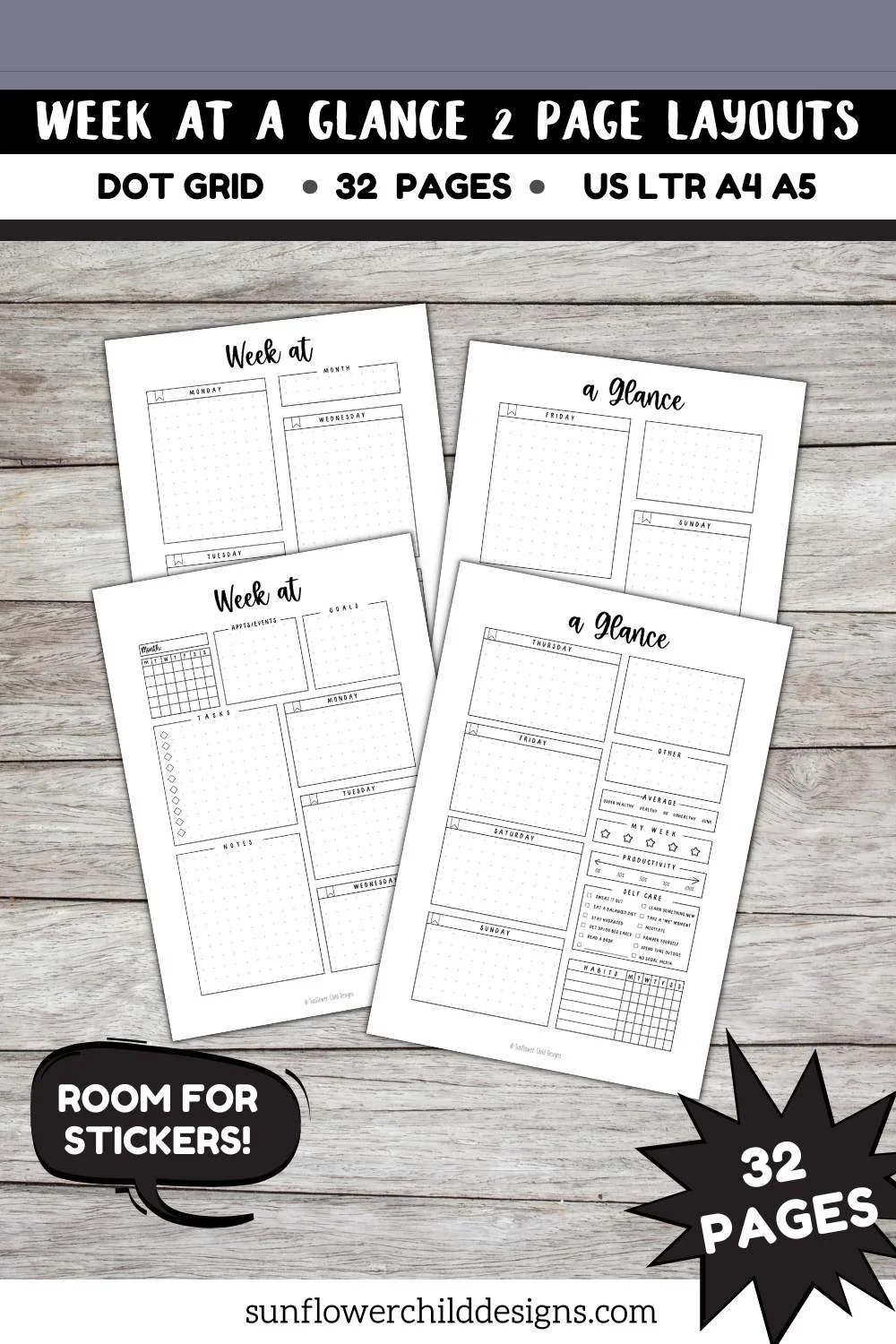 Comprehensive Habit Tracker Printable Bundle — Sunflower Child Designs