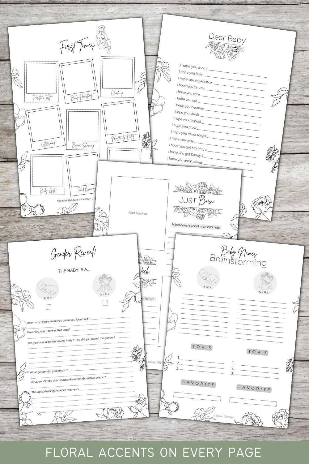 Fitness Planner with Pretty Florals — Sunflower Child Designs