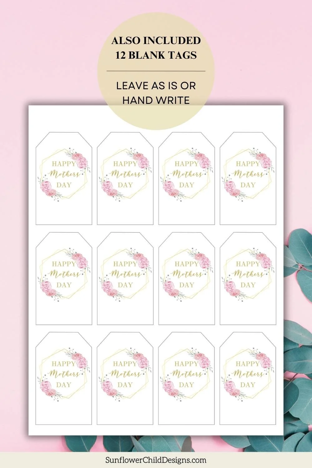 Editable Happy Mothers Day Gift Tags | Printable | Florals | Custom ...