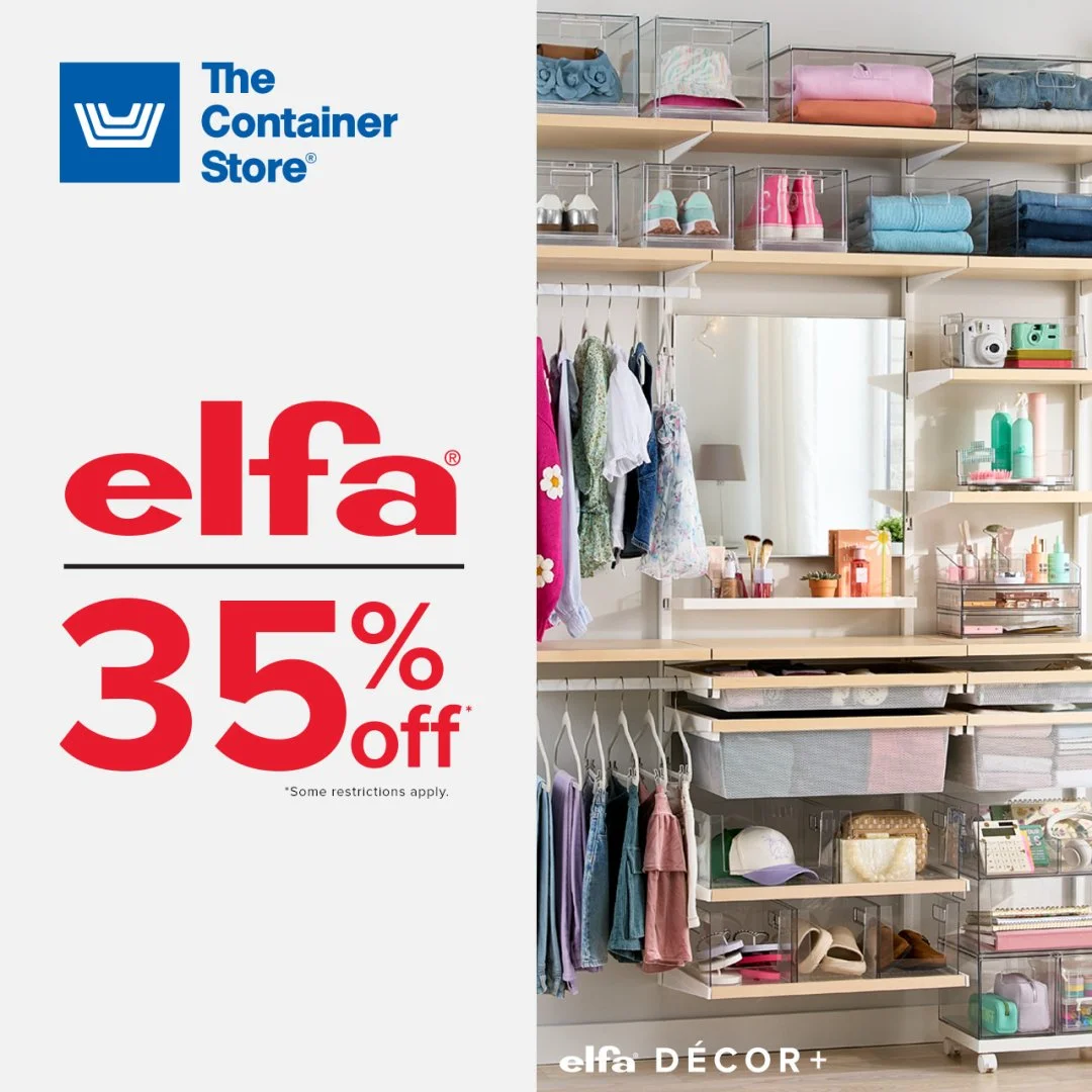 The Container Store: Save 35% off ALL Elfa shelving — One Loudoun