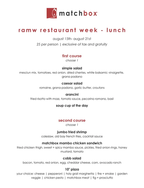 Matchbox: DC Restaurant Week — One Loudoun