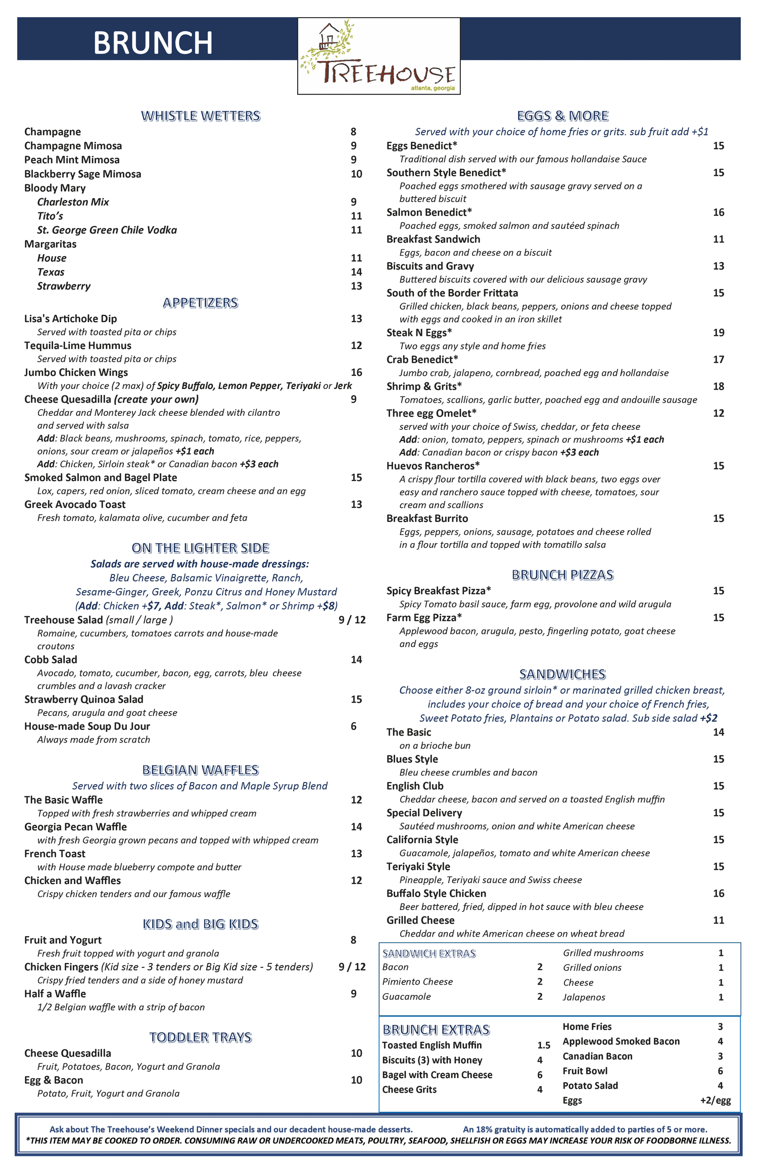 Brunch — Treehouse Restaurant & Pub