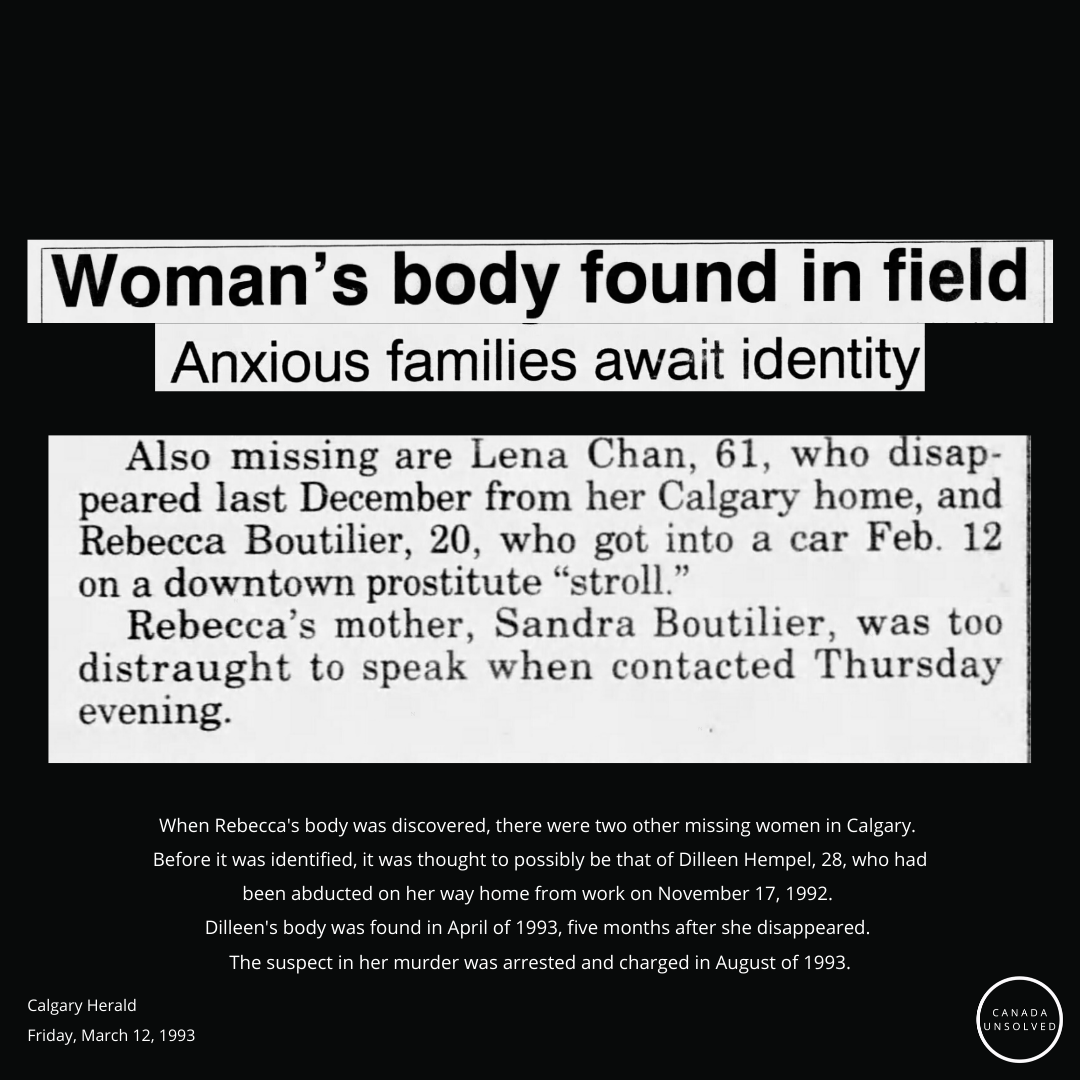 UNSOLVED: The Calgary Serial Killer Pt. 2 - Rebecca Boutilier — CANADA ...