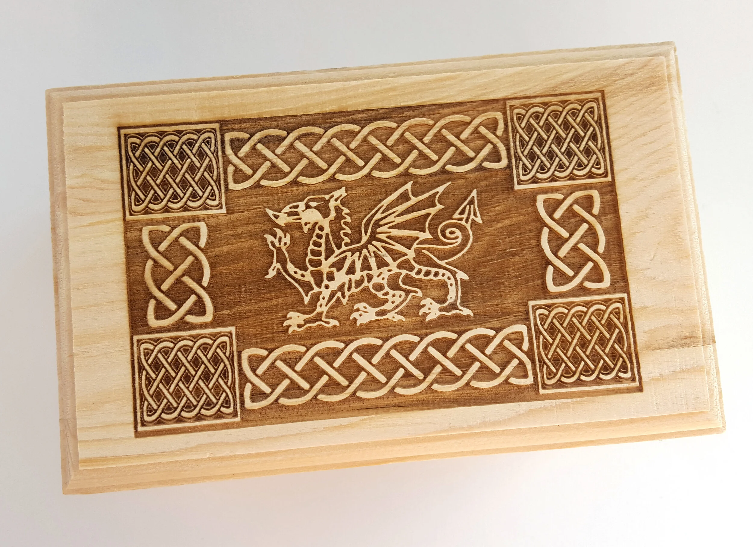 Dragon Latched Wooden Box : Free Engraved Personalization Celtic Welsh ...