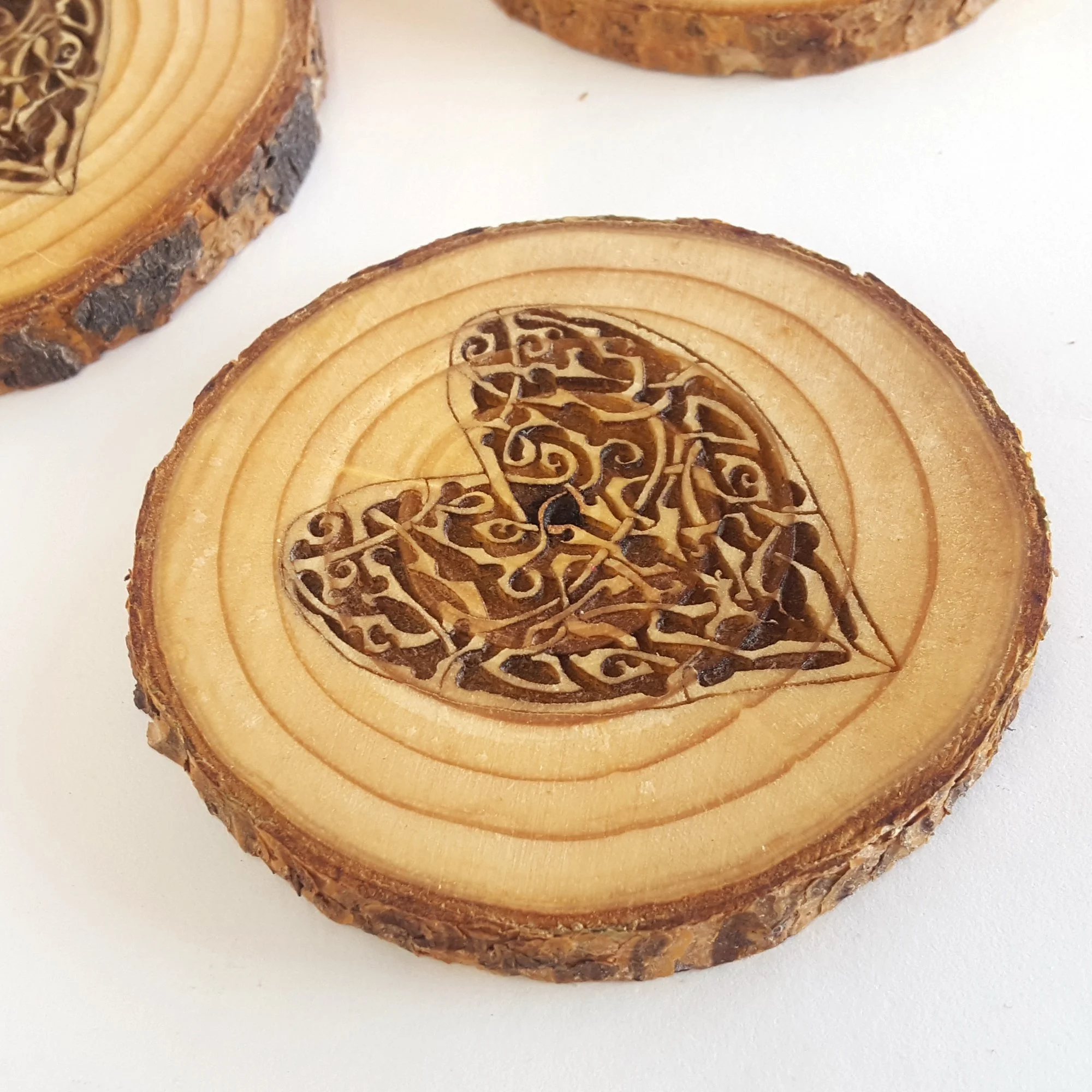 Engraved Wooden Log Round Coasters — Lyoncraft Engraving
