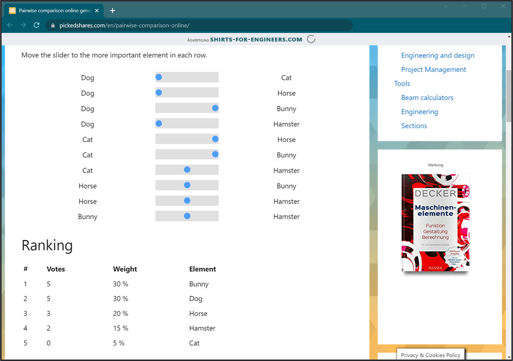 Pairwise Ranking (Tools, Examples, Methods) // OpinionX — Free Stack ...