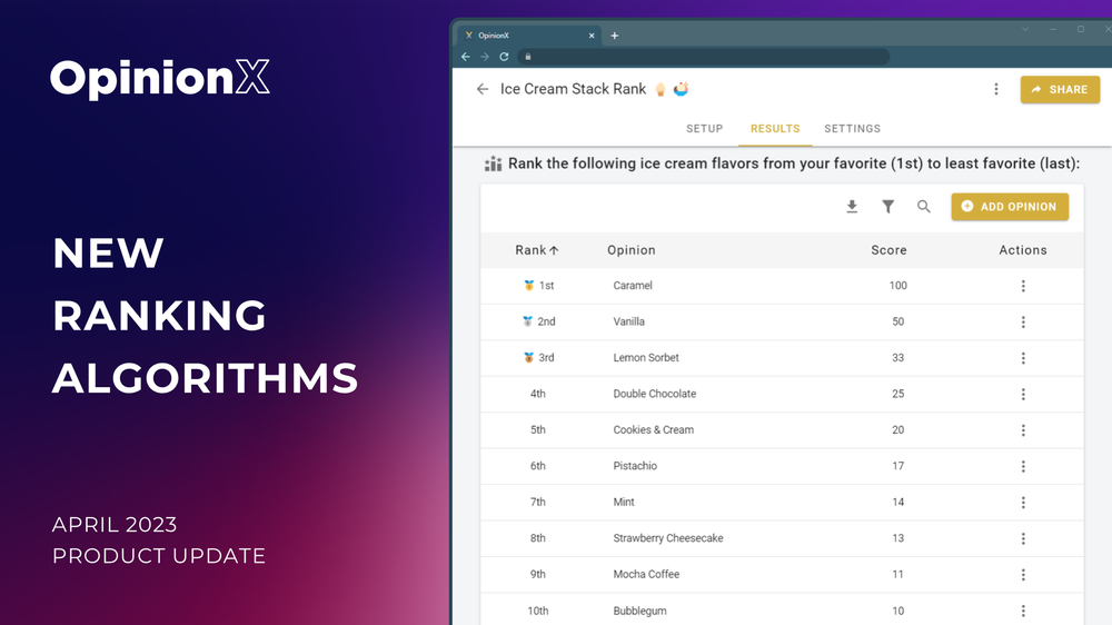 Explaining the new Pair and Order Rank formulas on OpinionX // OpinionX ...