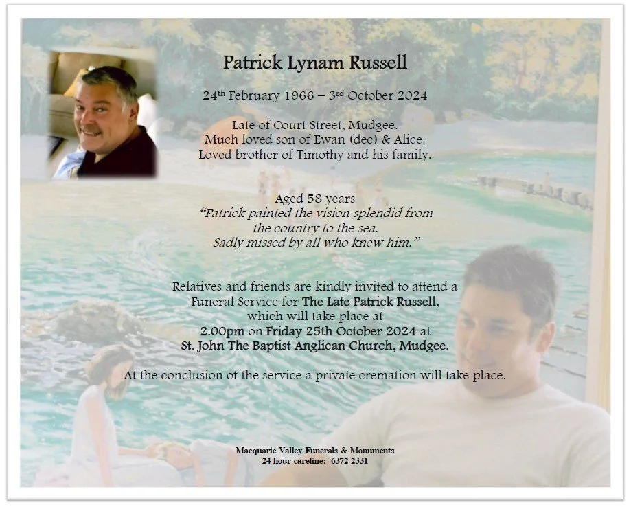 RUSSELL, Patrick Lynam — Macquarie Valley Funerals & Monuments