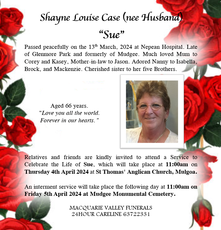 Funeral Notices — Macquarie Valley Funerals & Monuments