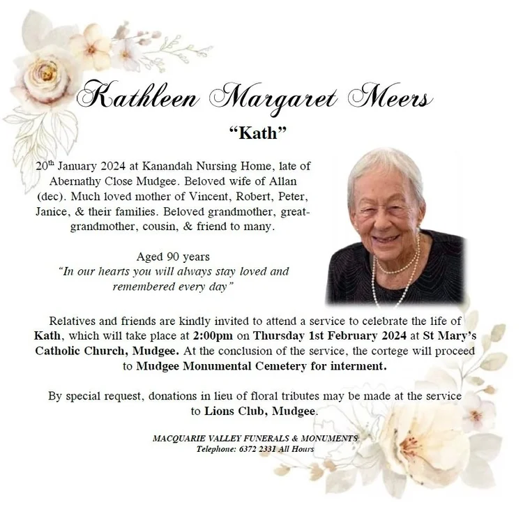 Funeral Notices — Macquarie Valley Funerals & Monuments