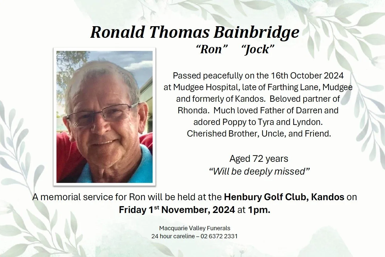 Funeral Notices — Macquarie Valley Funerals & Monuments