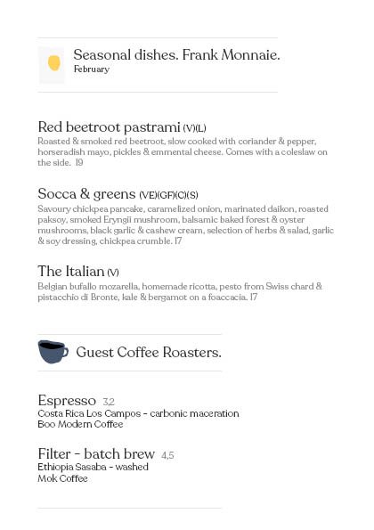 Menu — Frank - Brunch, lunch & specialty coffee