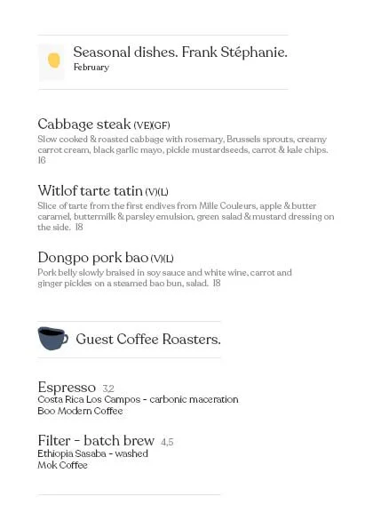 Menu — Frank - Brunch, lunch & specialty coffee