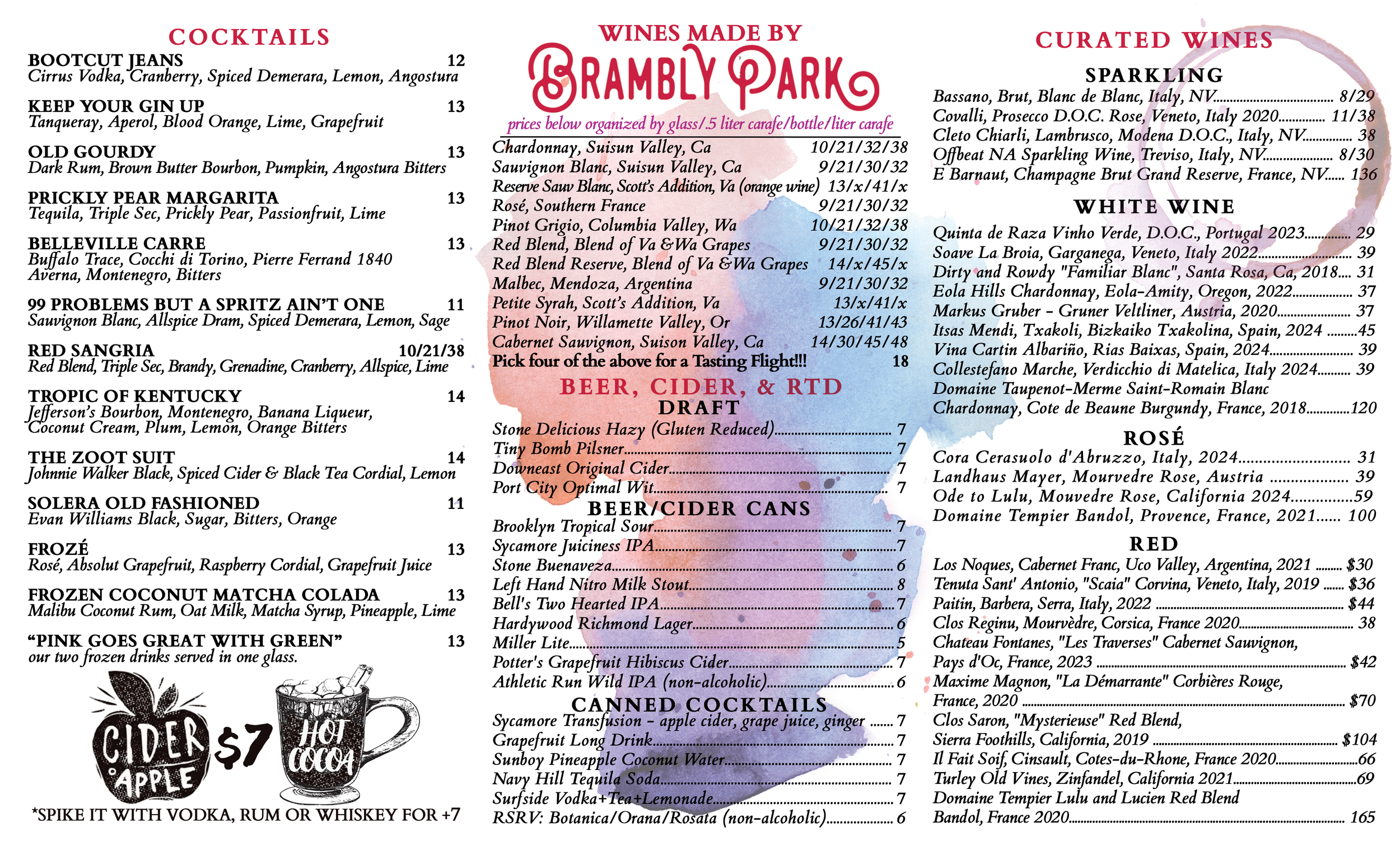 Restaurant Menus — Brambly Park
