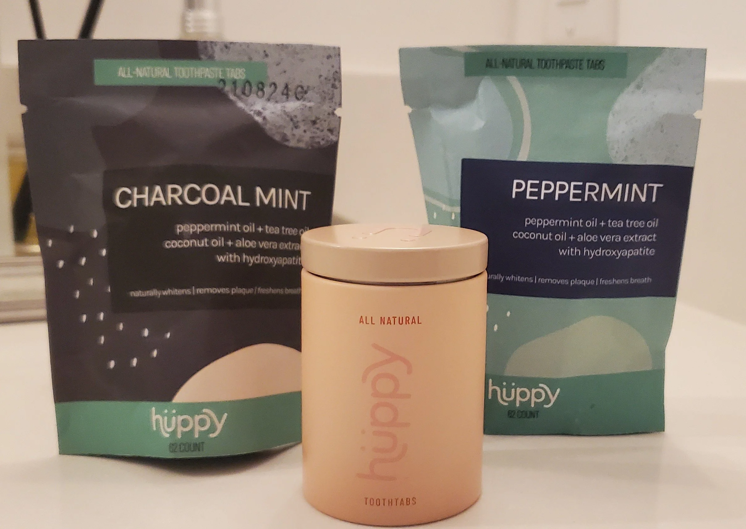 Huppy: we brushed with the toothpaste tablets & bamboo toothbrush ...