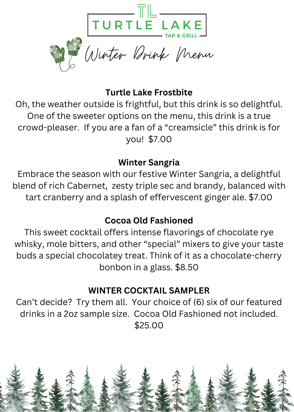Menu, Specials & Online Ordering — Turtle Lake Tap & Grill
