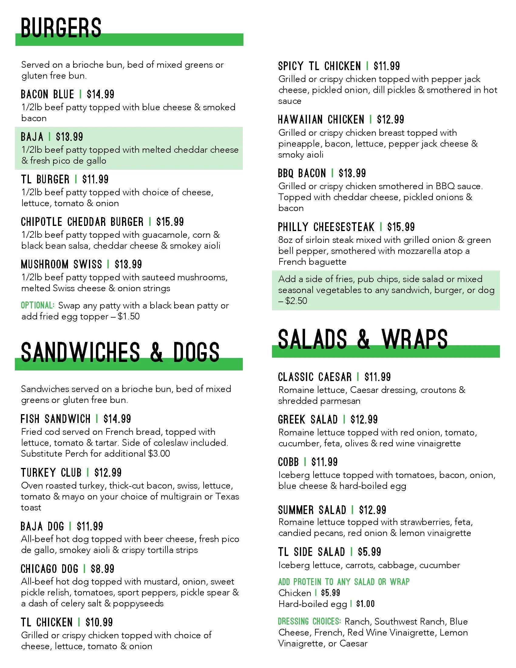 Menu, Specials & Online Ordering — Turtle Lake Tap & Grill