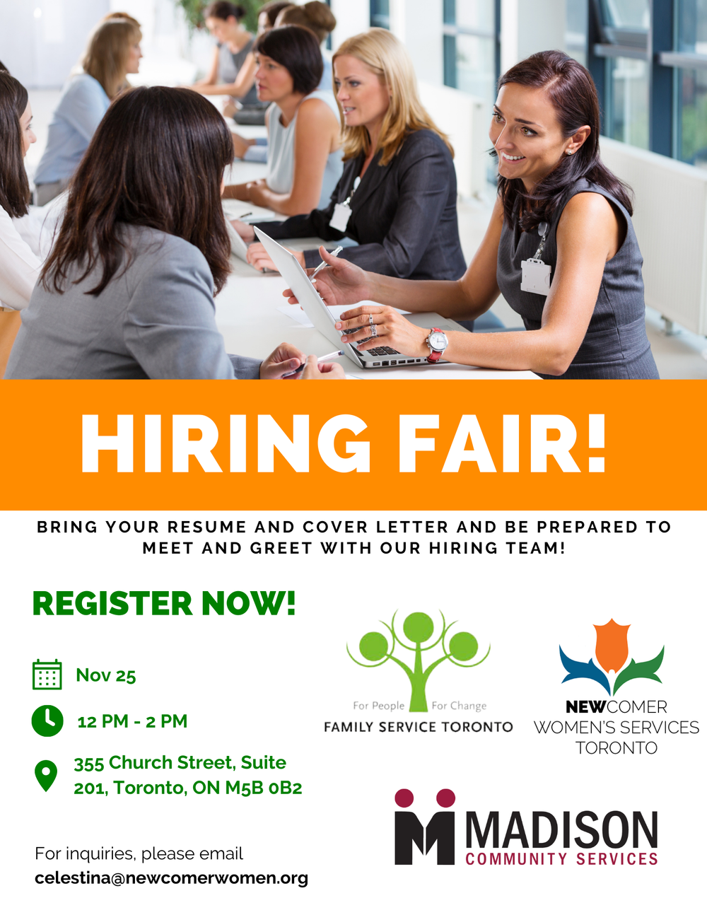 In-Person Hiring Fair - NEW, FST & Madison — Newcomer Women's Services