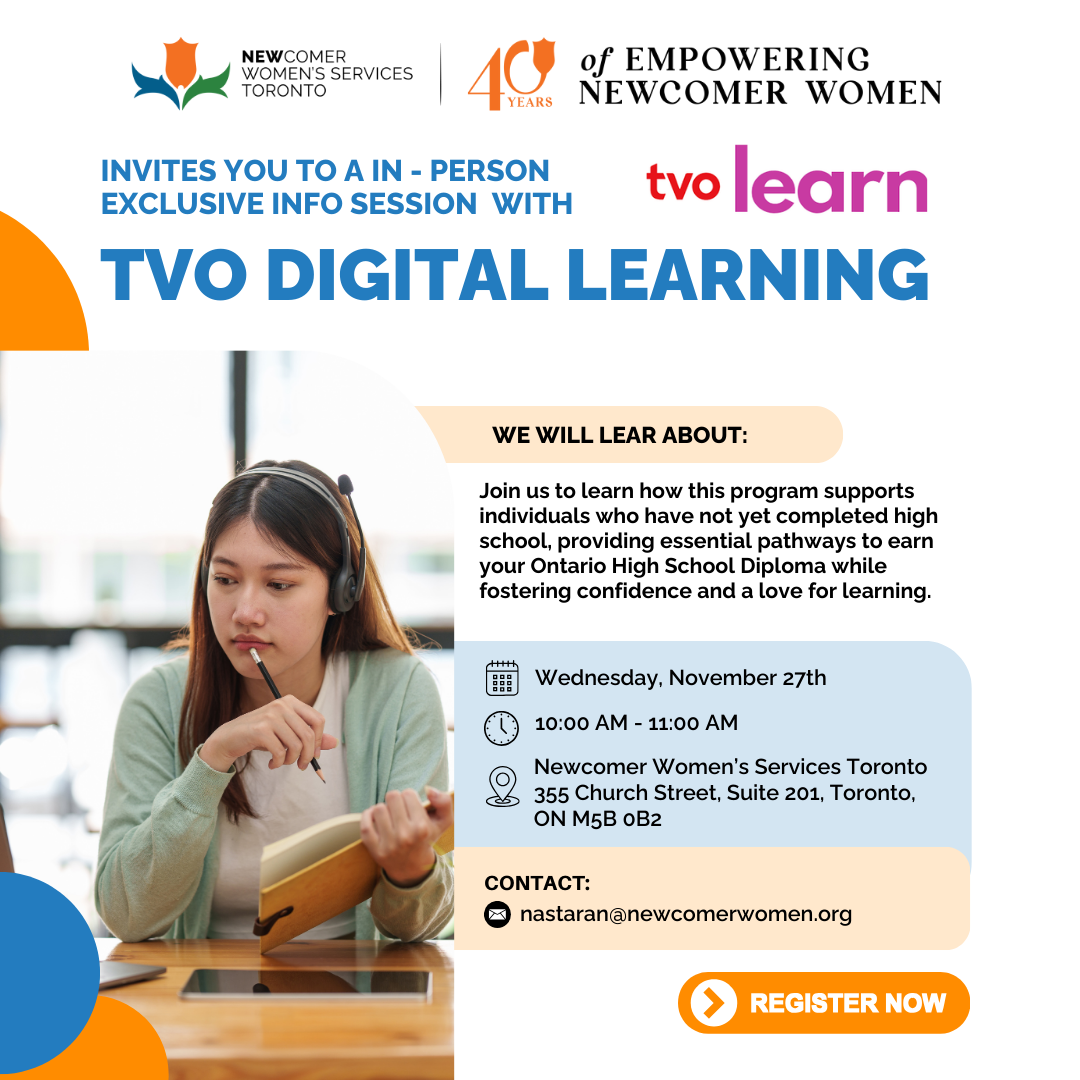 TVO Digital Learning Exclusive Info Session — Newcomer Women's Services