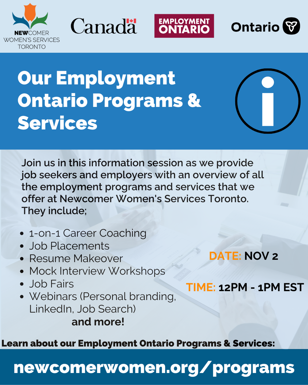 Newcomer Women's Employment Ontario Programs and Services — Newcomer ...